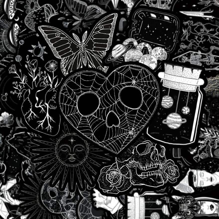 Dark Black Stickers - 50pcs – FiddyStickers